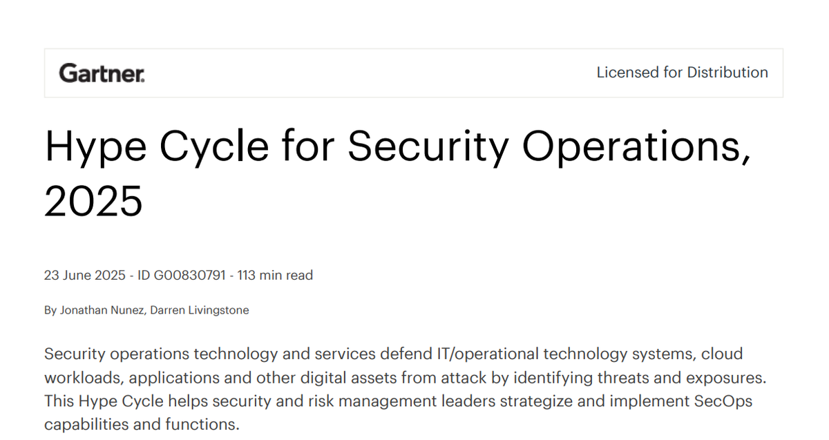 Hype Cycle for Security Operations, 2025 | MSSP Alert